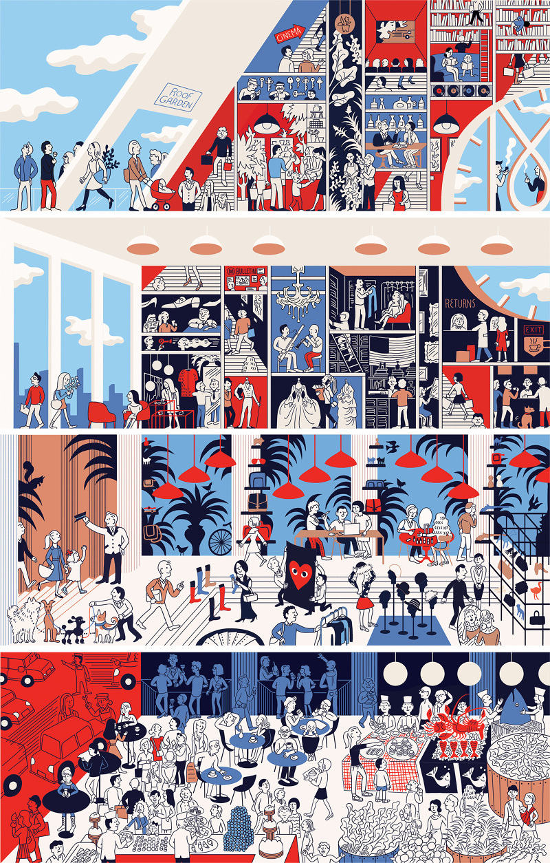 Monocle Perfect Department Store | 街 イラスト, 街並みアート, 建物 イラスト